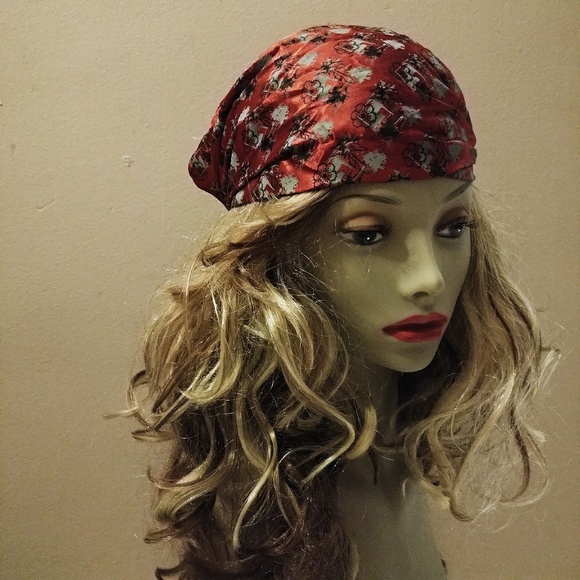 Accessories | Punk Red Gray Metallic Elastic Headband Bandana | Poshmark